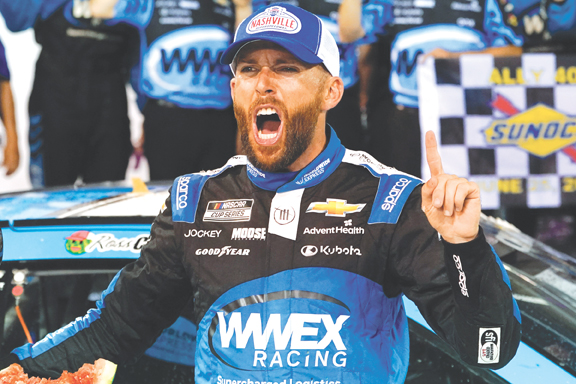 Ross Chastain holds off Martin Truex Jr. at Nashville Superspeedway to ...